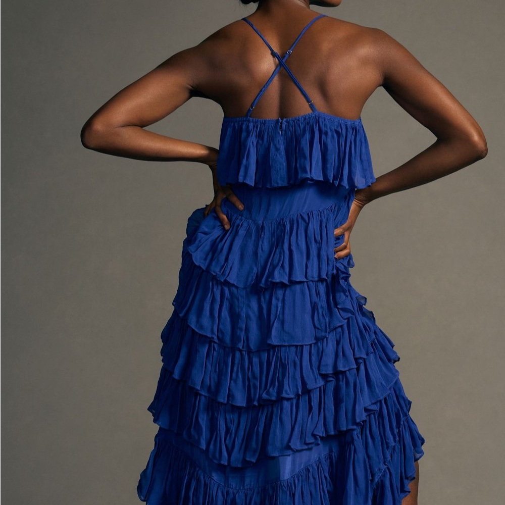 Anthropologie Tiered Ruffle Dress Gem